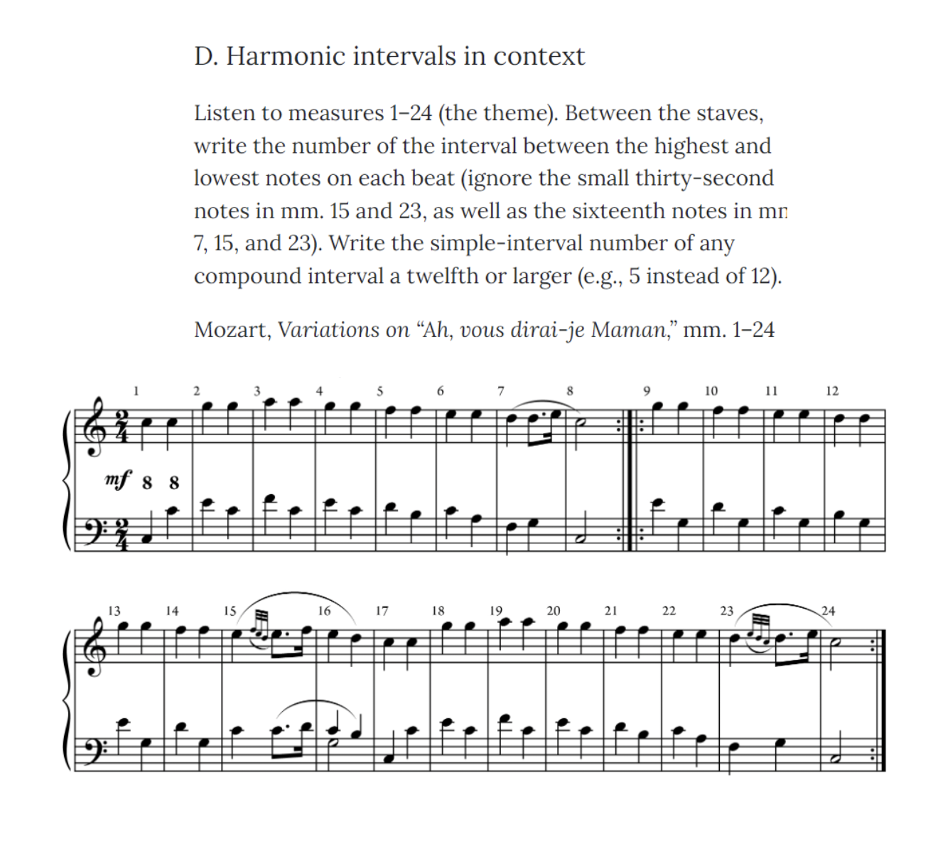 D. ﻿Harmonic intervals in contextListen to measures | Chegg.com