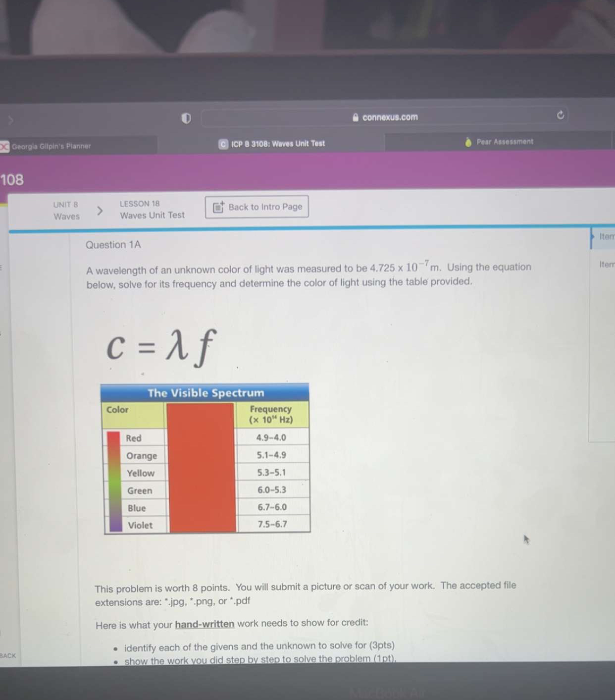 Solved connexus.comGeorgle Cilpin's PlannerICP B 3108: Woves | Chegg.com