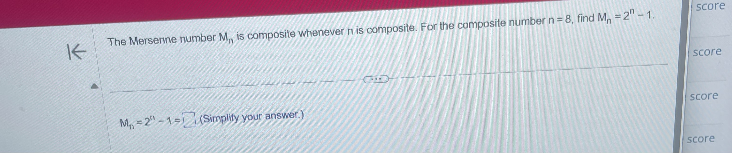 Solved The Mersenne number Mn ﻿is composite whenever n ﻿is | Chegg.com