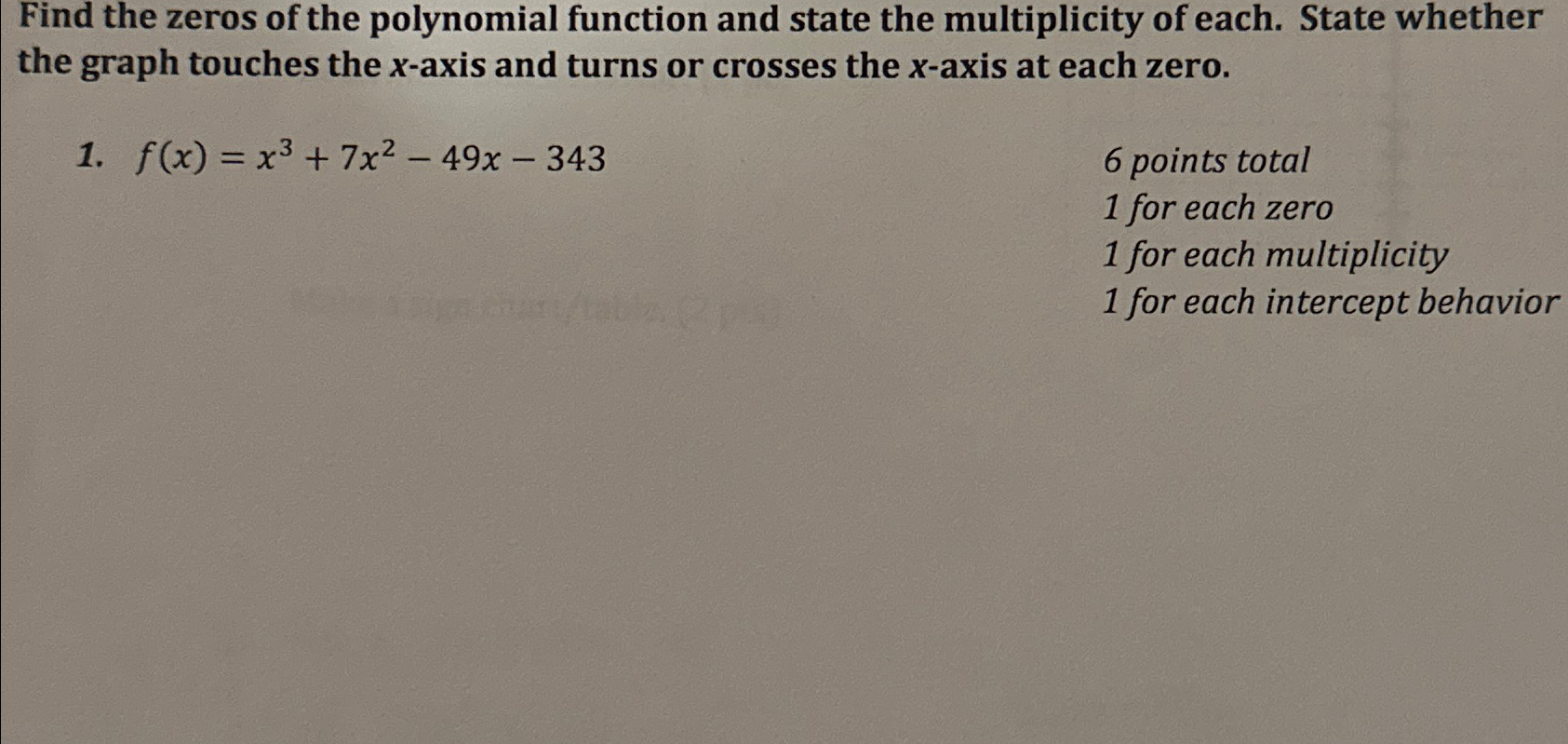 Solved Find the zeros of the polynomial function and state | Chegg.com