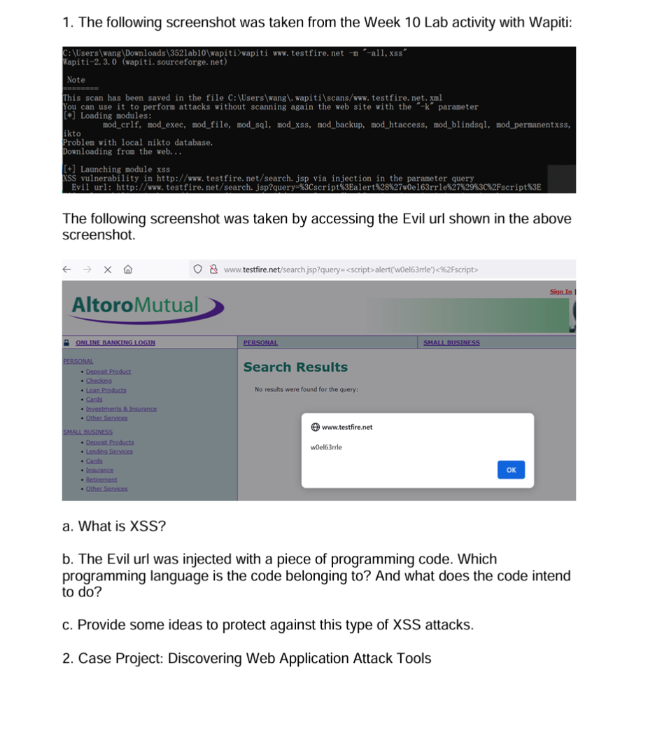 Solved b. ﻿The Evil url was injected with a piece of | Chegg.com