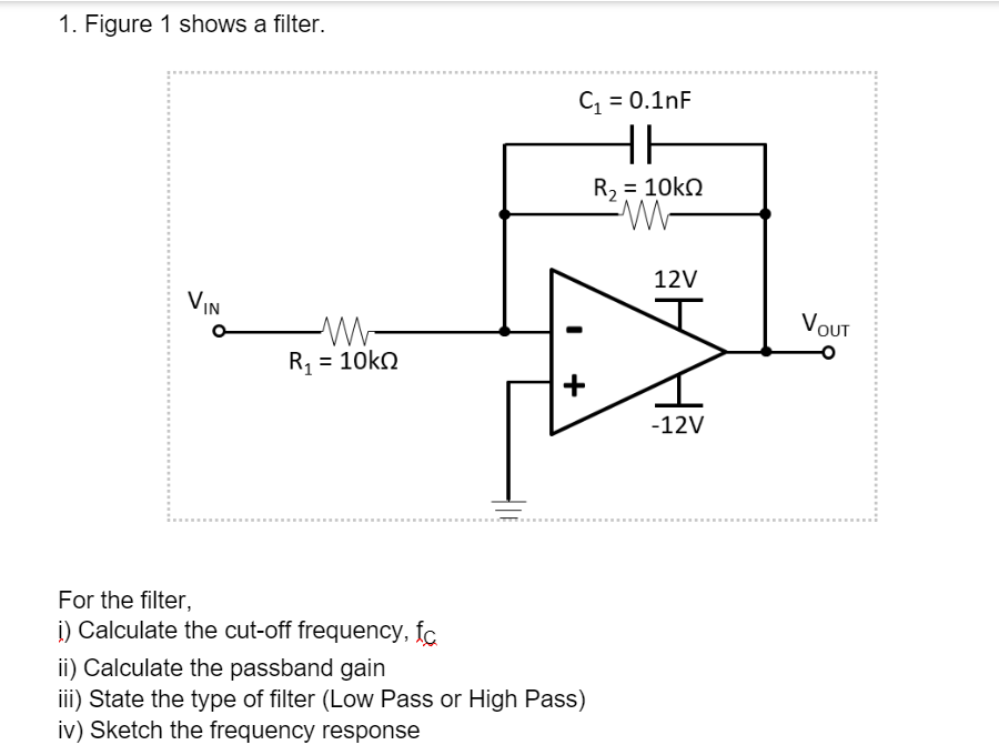Solved Figure 1 ﻿shows a filter.For the filter,i) ﻿Calculate | Chegg.com