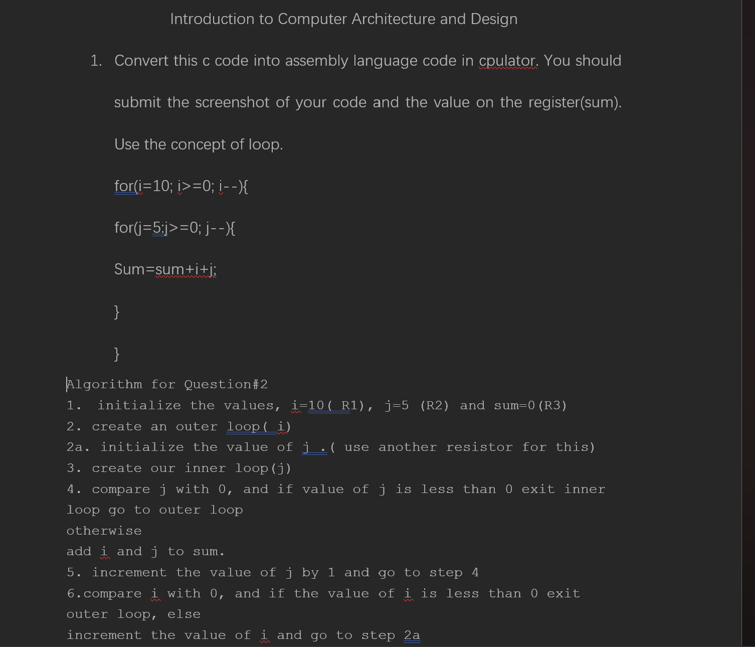Solved Introduction to Computer Architecture and | Chegg.com