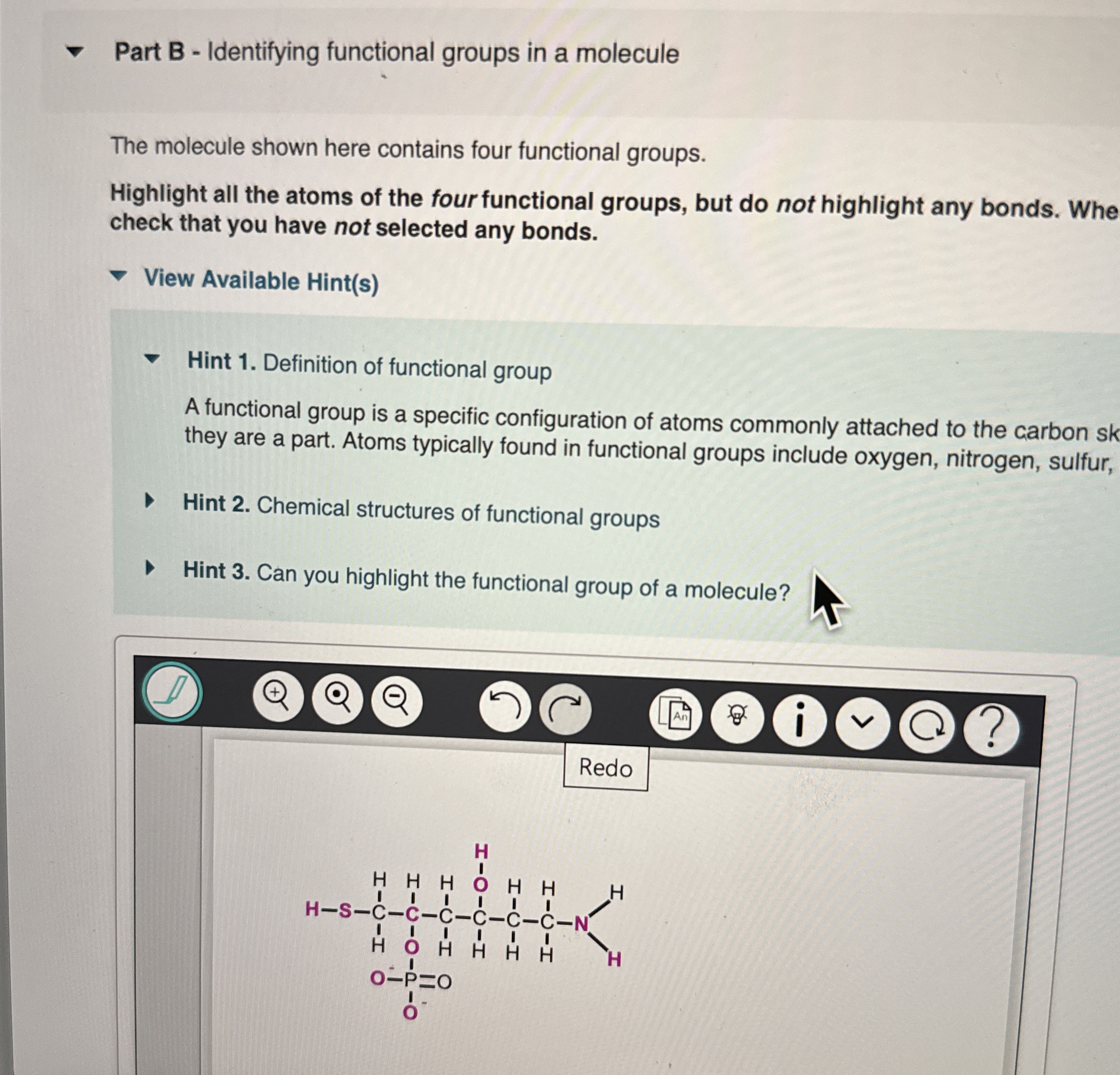 Solved Part B - ﻿Identifying functional groups in a | Chegg.com