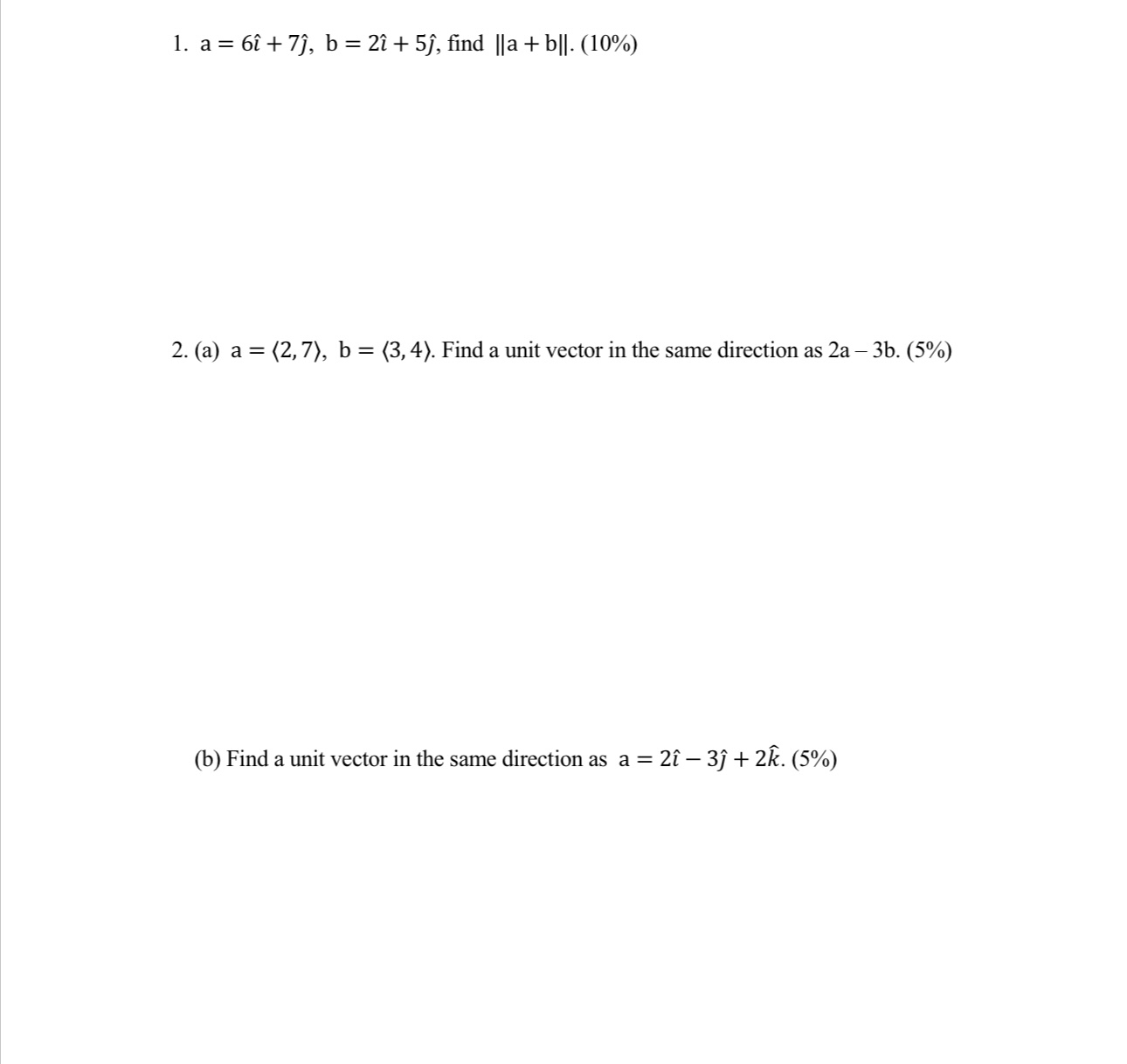 Solved a=6hat(ı)+7hat(ȷ),b=2hat(ı)+5hat(ȷ), ﻿find | Chegg.com