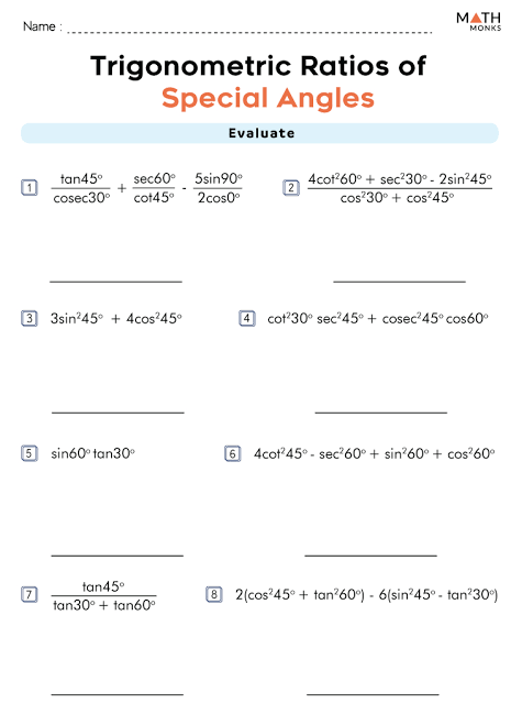 Solved Special Angles Evaluate | Chegg.com