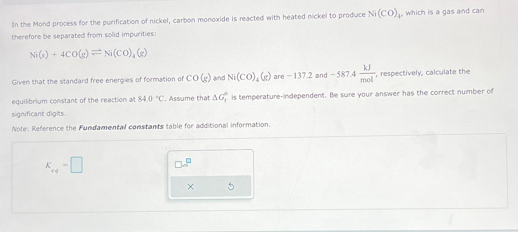 Solved In the Mond process for the purification of nickel, | Chegg.com
