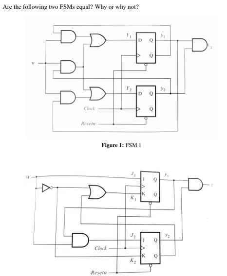 Solved Are The Following Two Fsms Equal Why Or Why Not