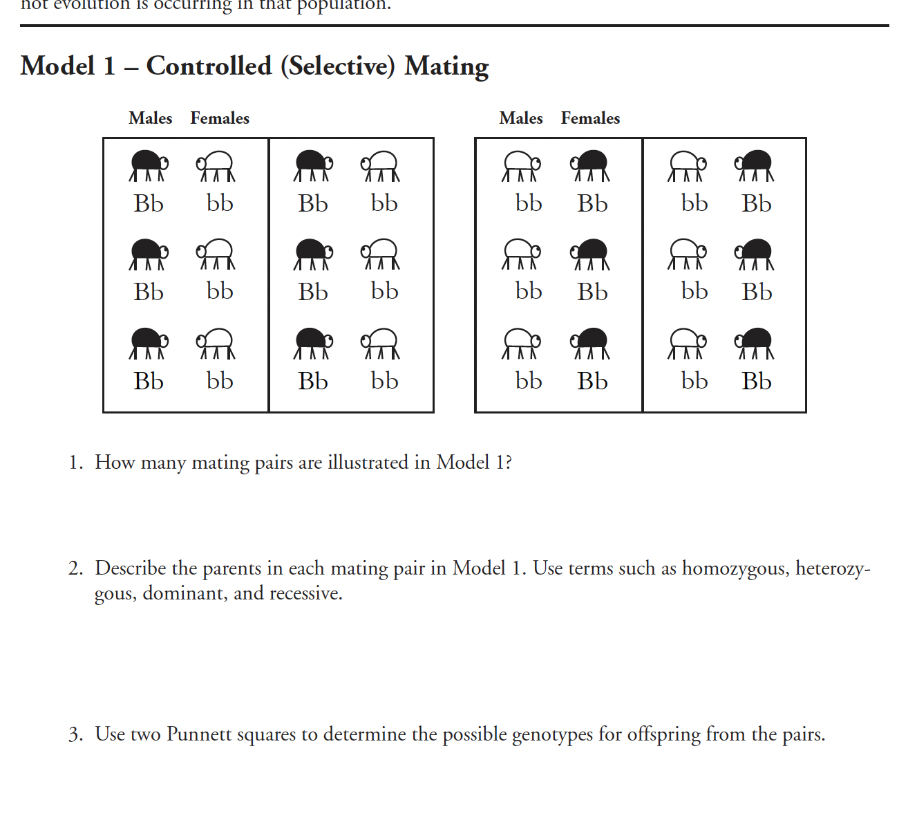 Model 1 - ﻿Controlled (Selective) ﻿Mating 1. ﻿How | Chegg.com
