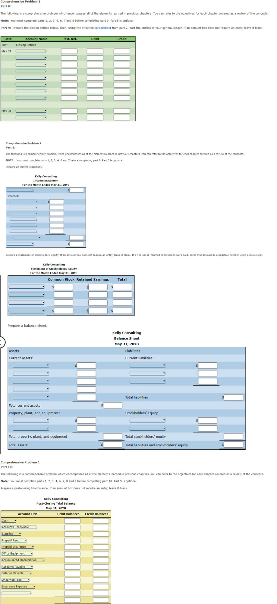 The following is a comprehensive problem which | Chegg.com