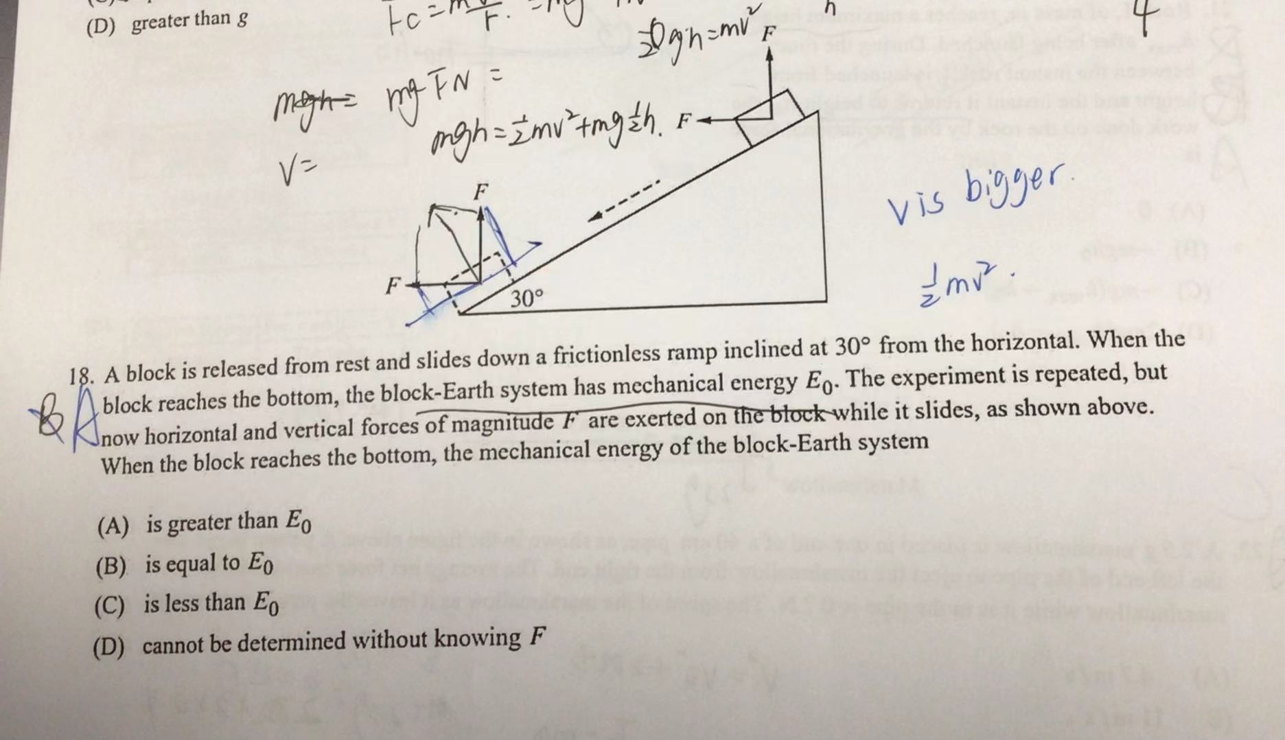 Solved (D) ﻿greater than g ﻿A block is released from rest | Chegg.com