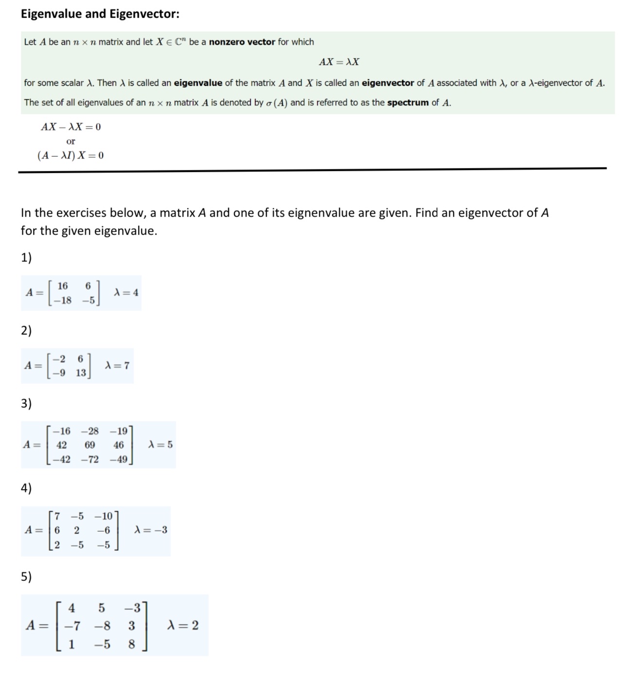 Eigenvalue and Eigenvector:Let A ﻿be an n×n ﻿matrix | Chegg.com