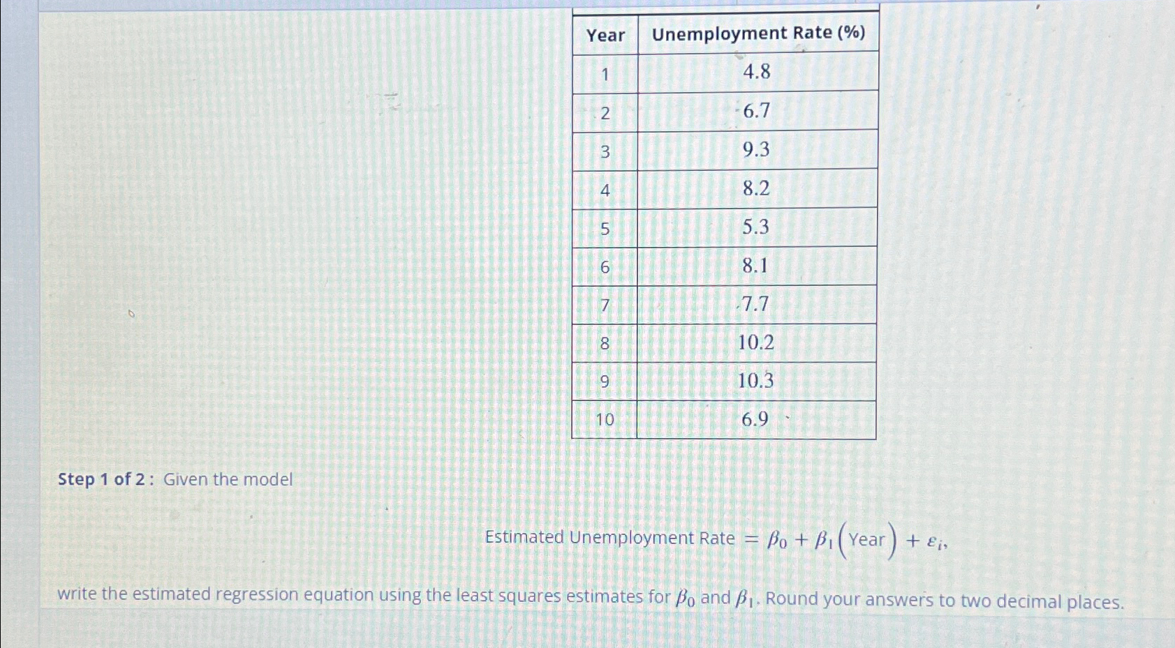 Solved \table[[Year,Unemployment Rate | Chegg.com