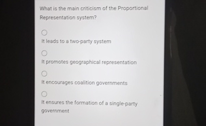 Solved What is the main criticism of the Proportional | Chegg.com