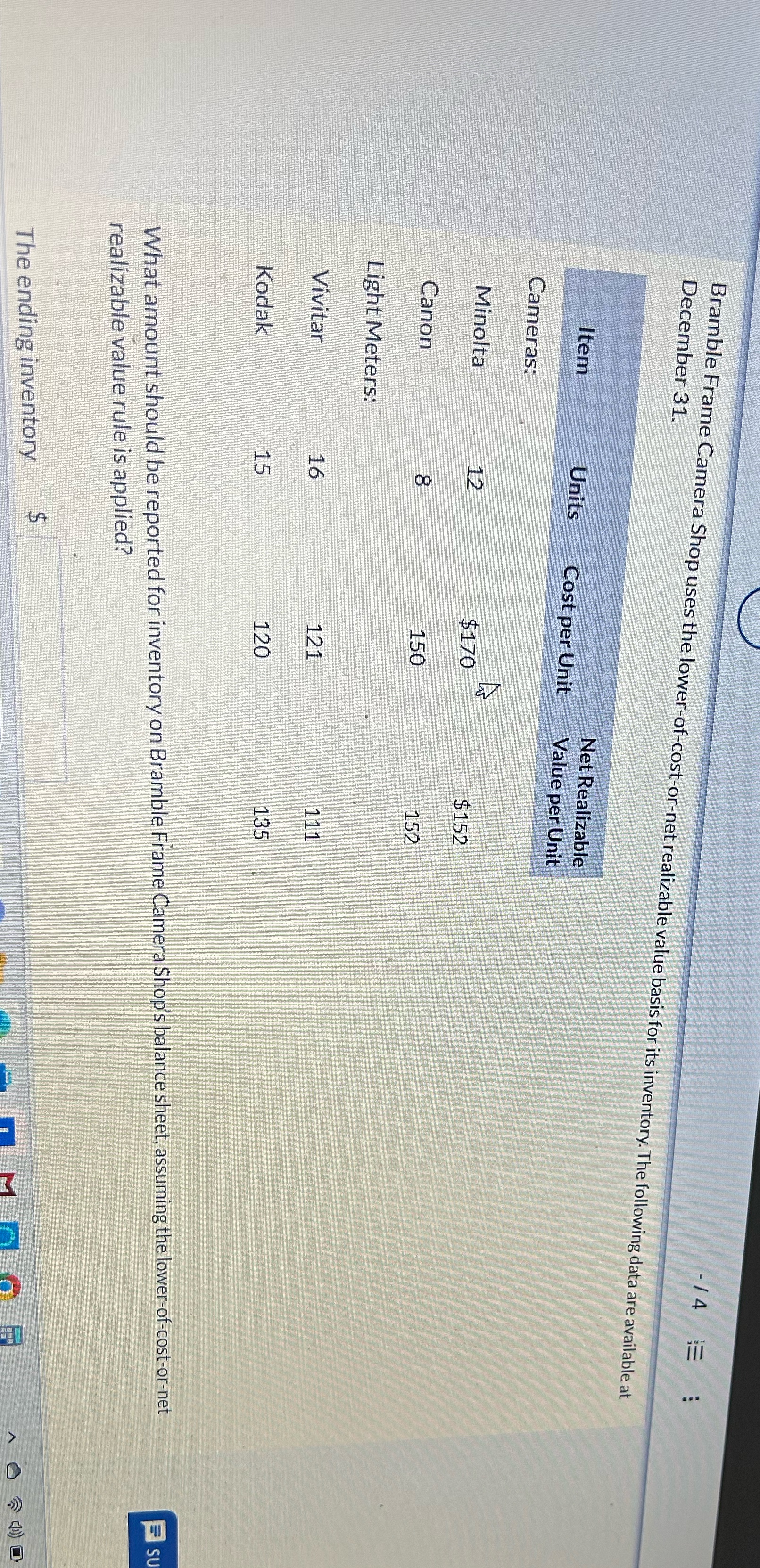 Solved Bramble Frame Camera Shop uses the | Chegg.com