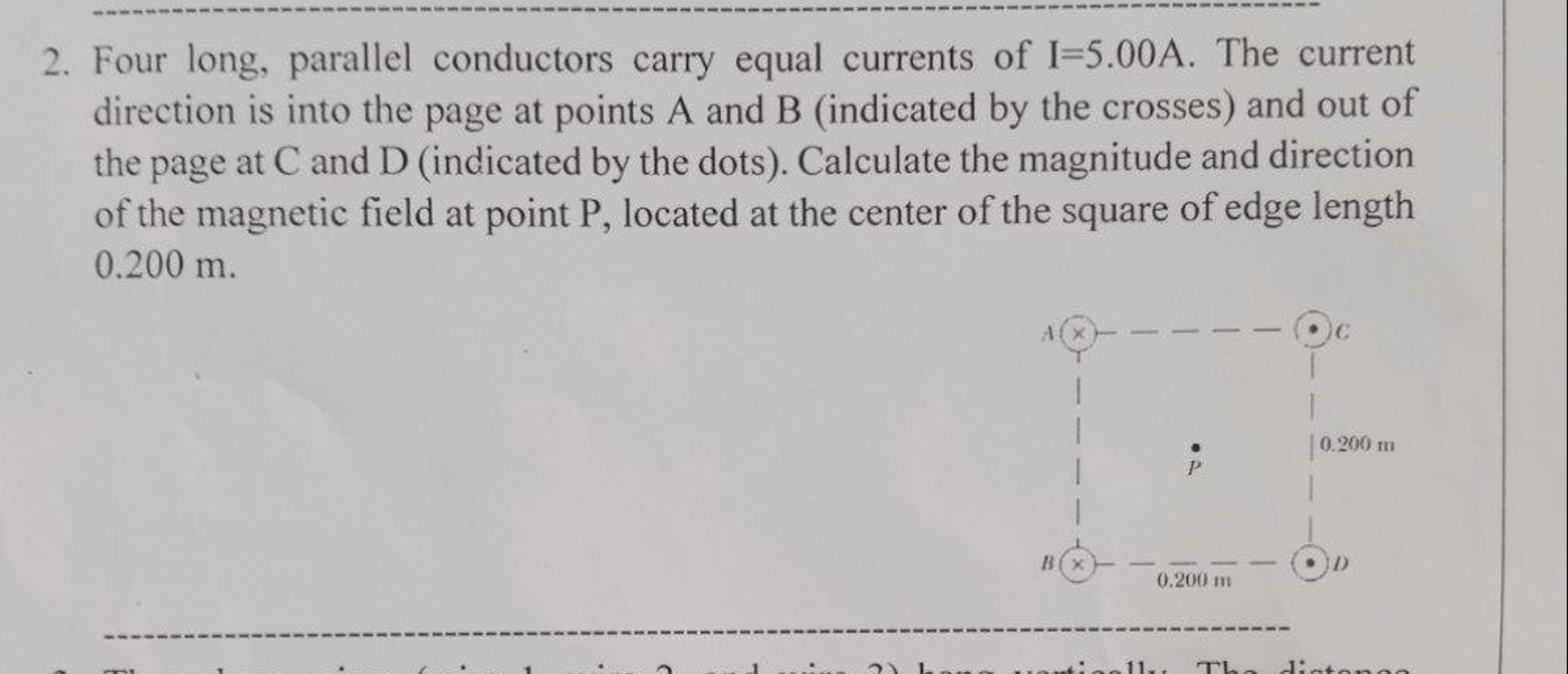 Solved Four long, parallel conductors carry equal currents | Chegg.com