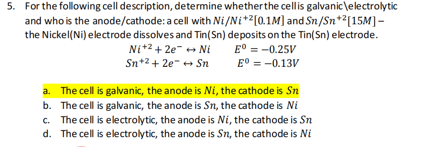 Solved code class="asciimath">For the following cell | Chegg.com