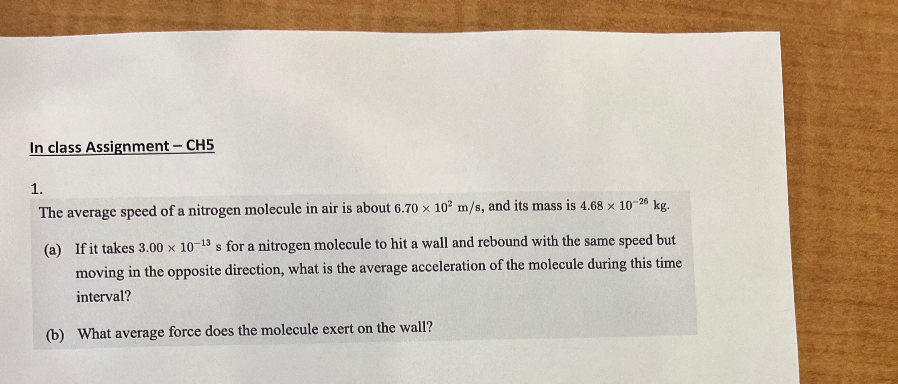 Solved In class Assignment - ﻿CH5 1. ﻿The average speed of a | Chegg.com