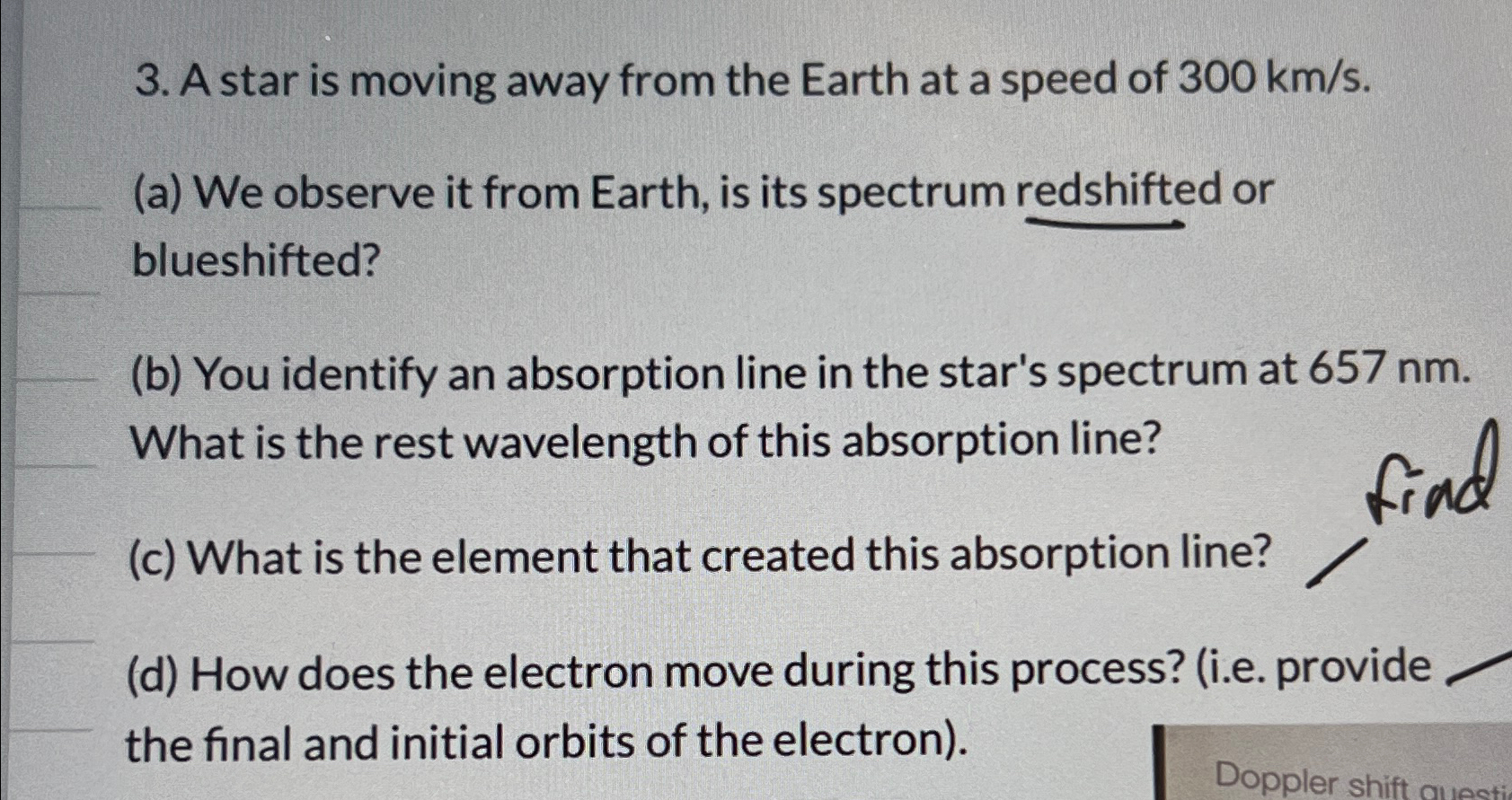 Solved A star is moving away from the Earth at a speed of | Chegg.com