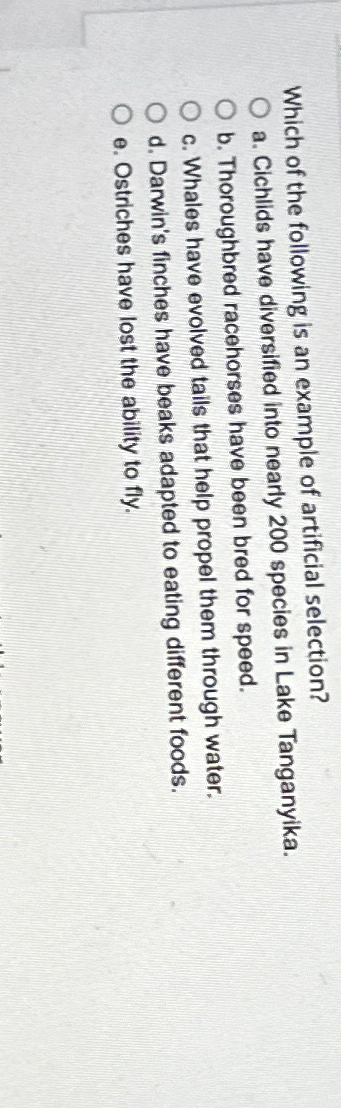 Solved Which of the following is an example of artificial | Chegg.com