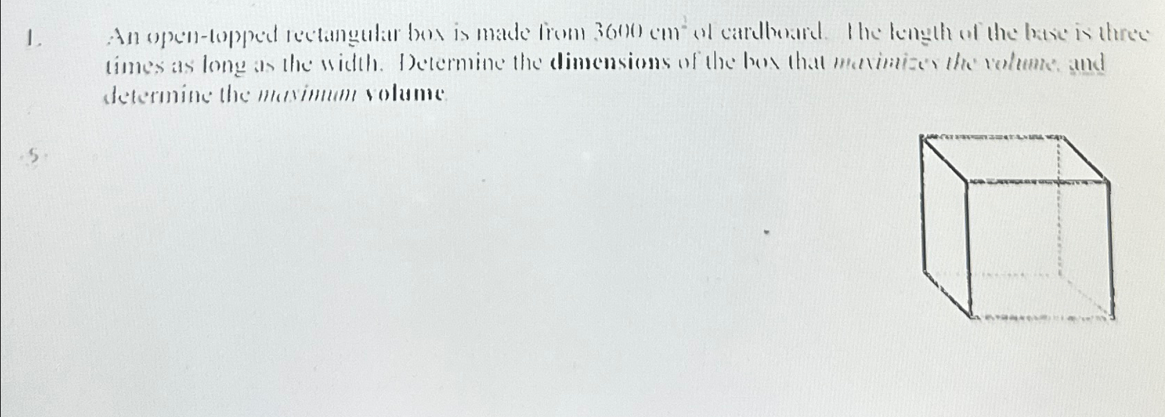 Solved An open-topped rectangular box is made from 3600 | Chegg.com
