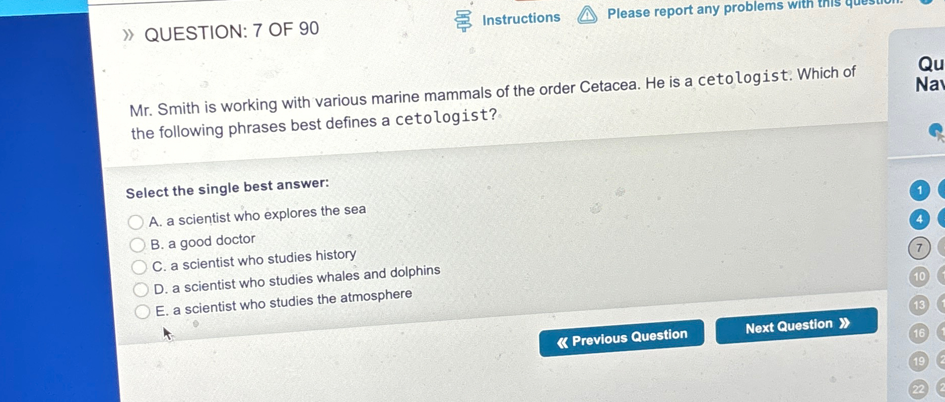 Solved » ﻿QUESTION: 7 ﻿OF 90InstructionsPlease report any | Chegg.com