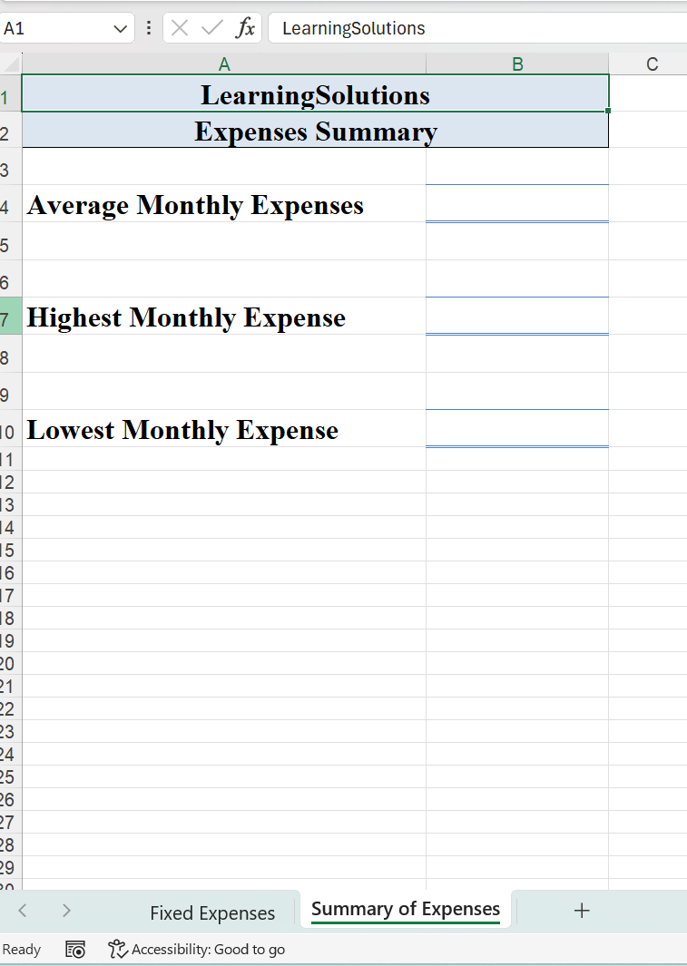 Solved 7. ﻿Click the sheet named Summary of Expenses. Use | Chegg.com