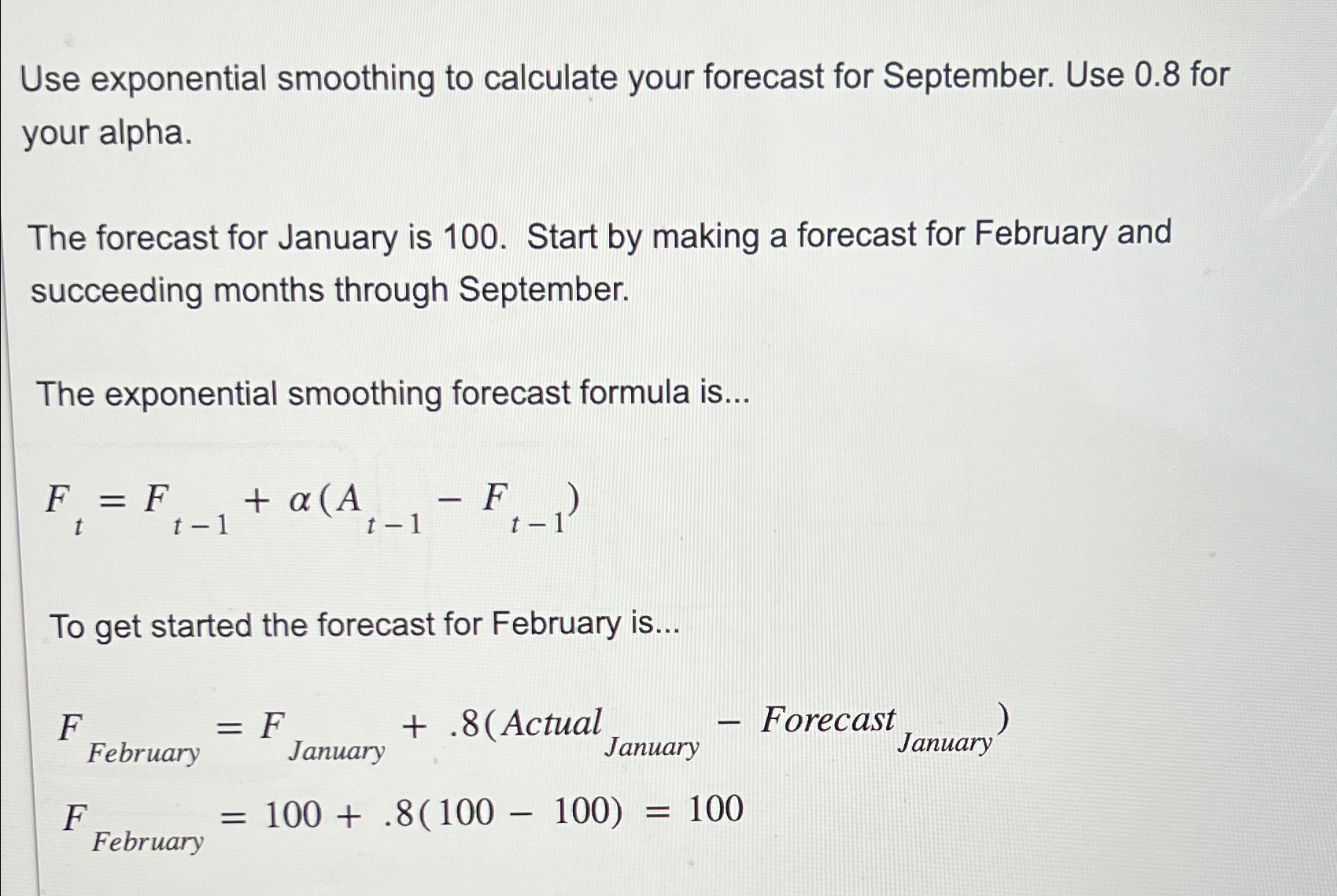 Solved Use exponential smoothing to calculate your forecast | Chegg.com