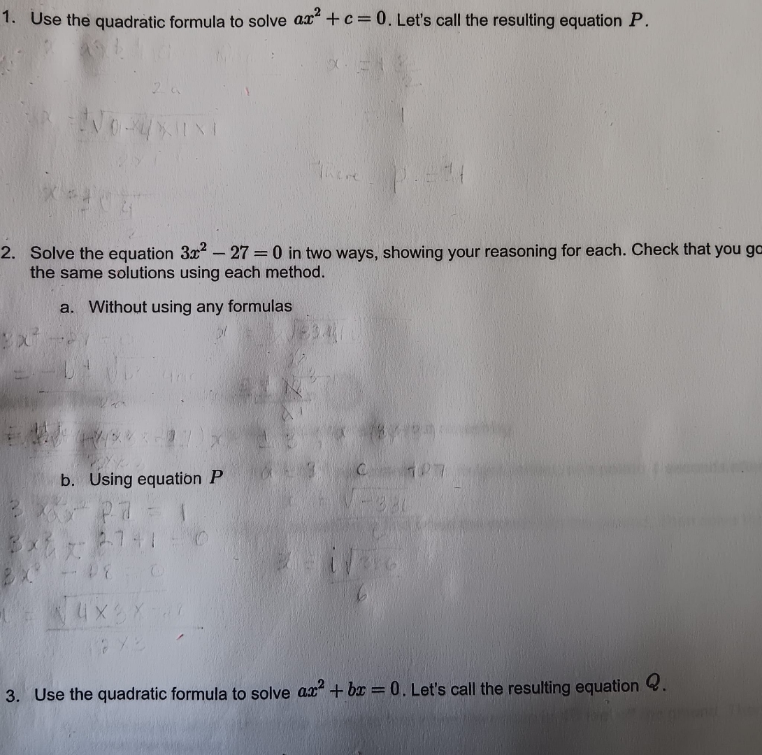 Solved Use the quadratic formula to solve ax2+c=0. ﻿Let's | Chegg.com