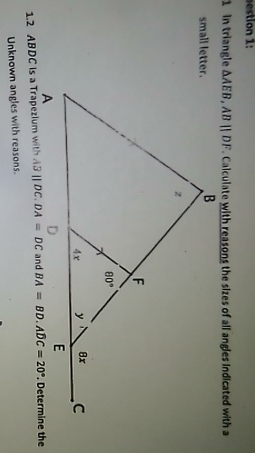 Solved 1 ﻿In triangle ????AEB,AB||DF. ﻿Calculate with | Chegg.com