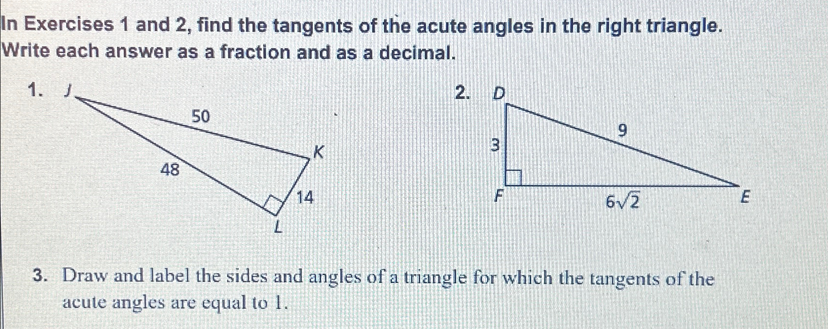 Solved In Exercises 1 ﻿and 2, ﻿find the tangents of the | Chegg.com