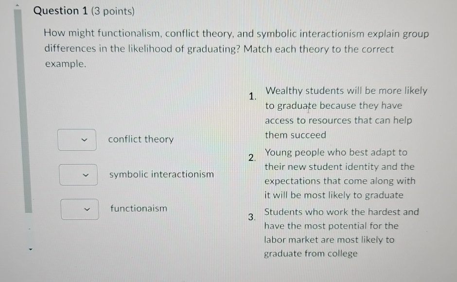 Solved Question 1 (3 ﻿points)How might functionalism, | Chegg.com