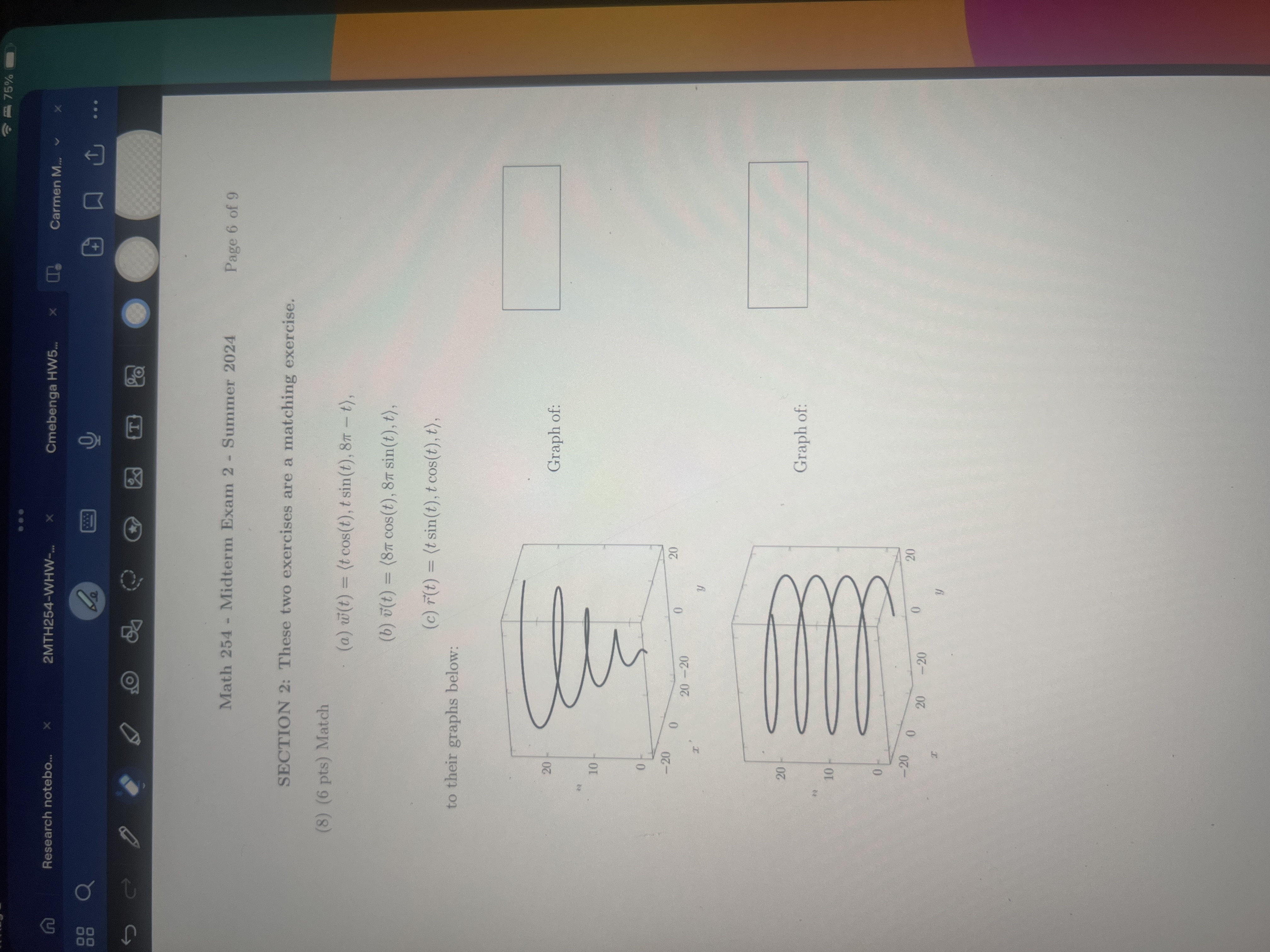 Solved Math 254 - ﻿Midterm Exam 2 - ﻿Summer 2024 ﻿SECTION 2: | Chegg.com