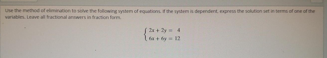 Solved Use the method of elimination to solve the following | Chegg.com