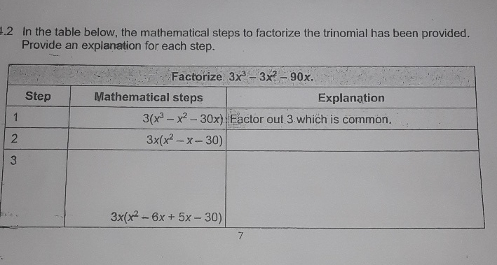 Solved 1.2 ﻿In the table below, the mathematical steps to | Chegg.com