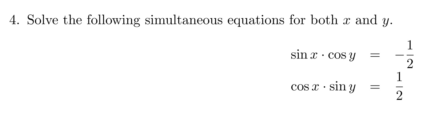 Solved Solve the following simultaneous equations for both x | Chegg.com