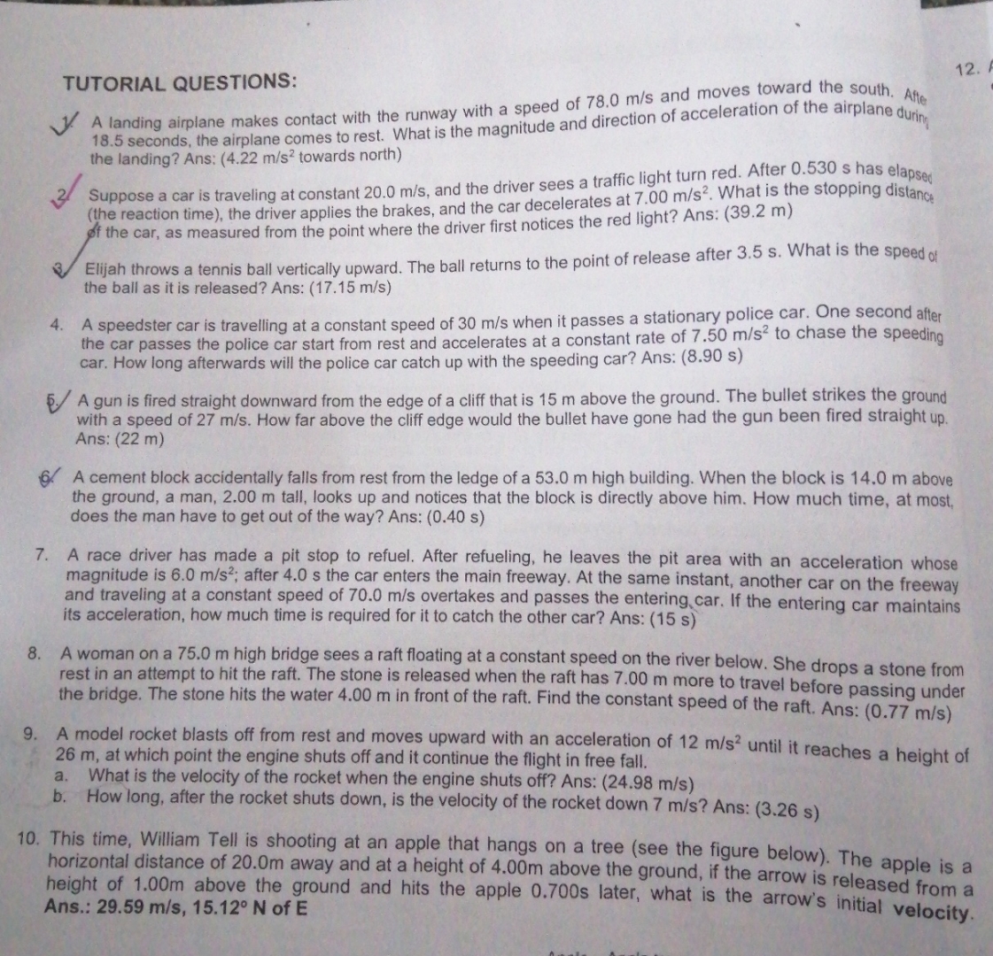 Solved TUTORIAL QUESTIONS:A landing airplane makes contact | Chegg.com
