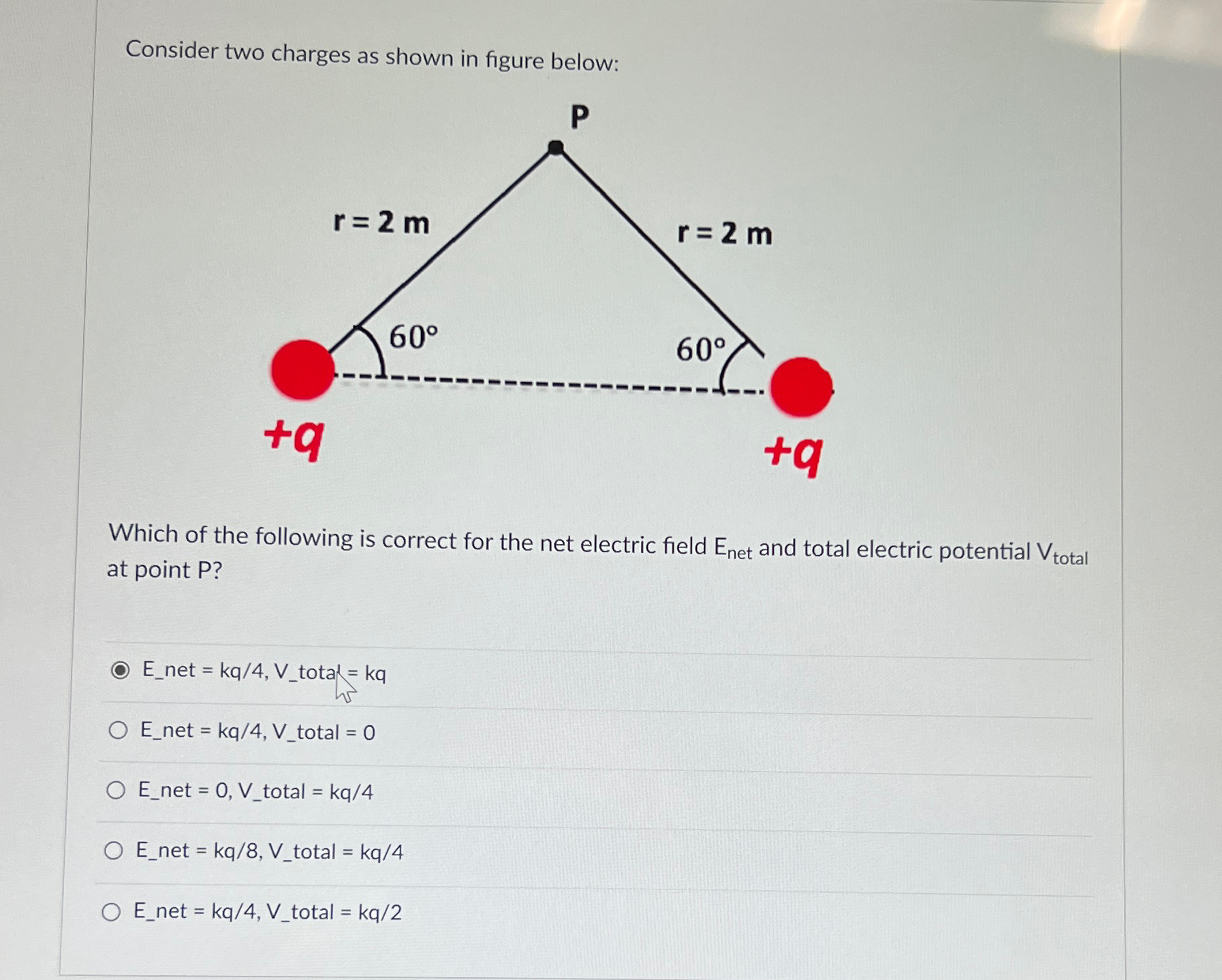 Solved Consider two charges as shown in figure below:Which | Chegg.com