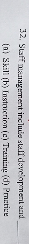 Solved Staff management include staff development and | Chegg.com