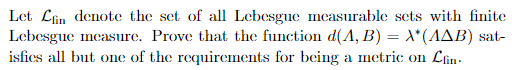 Solved Let Lfin ﻿denote the set of all Lebesgue measurable | Chegg.com