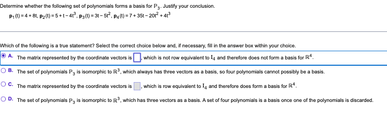 Solved Determine whether the following set of polynomials | Chegg.com