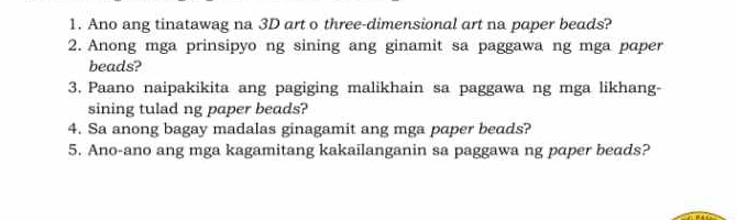 Solved Ano ang tinatawag na 3D ﻿art o three-dimensional art | Chegg.com
