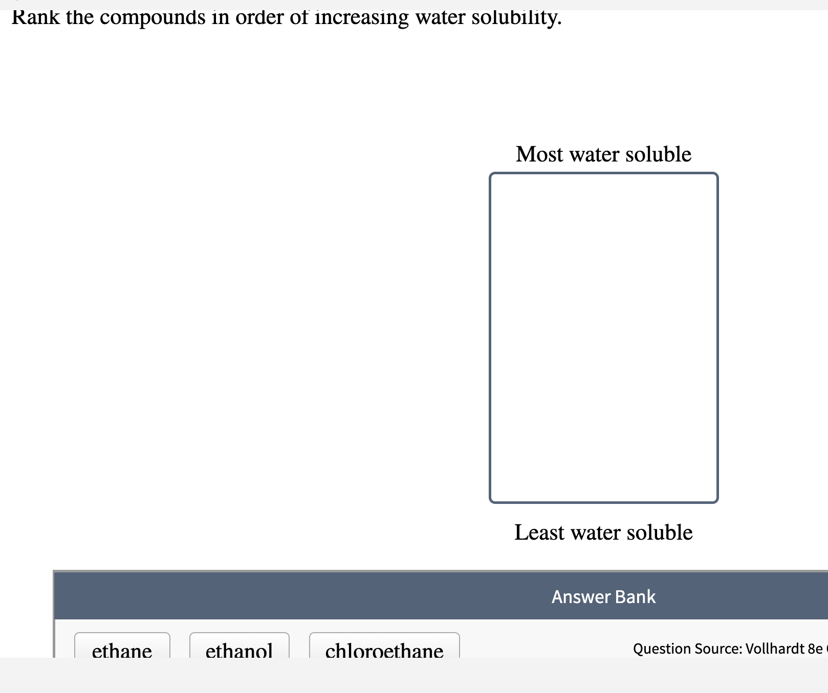 Solved Kank the compounds in order of increasing water | Chegg.com