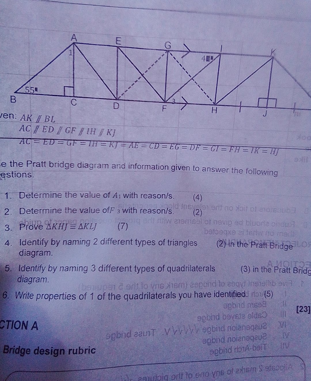 e the Pratt bridge diagram and information given to | Chegg.com