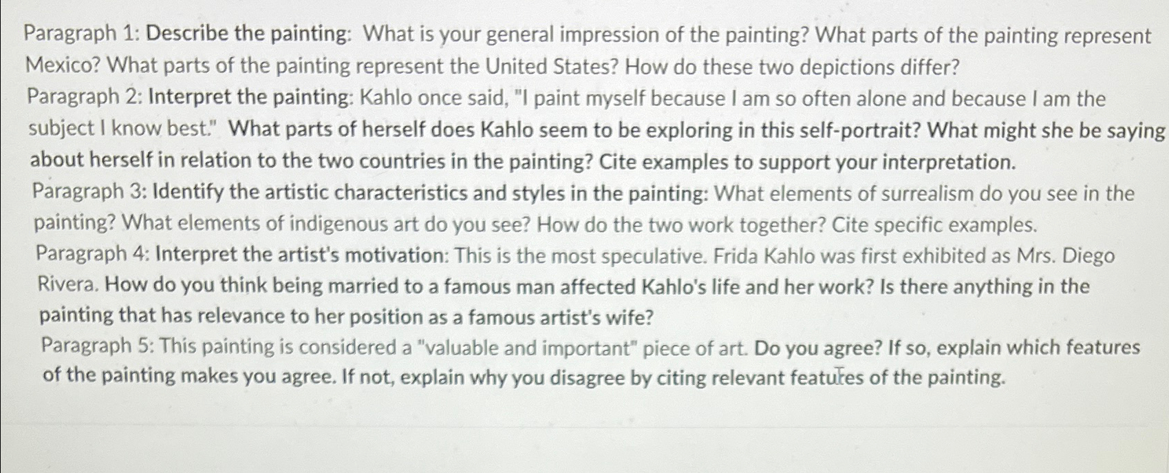 Paragraph 1: Describe the painting: What is your | Chegg.com