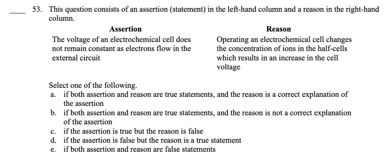 Solved This question consists of an assertion (statement) | Chegg.com