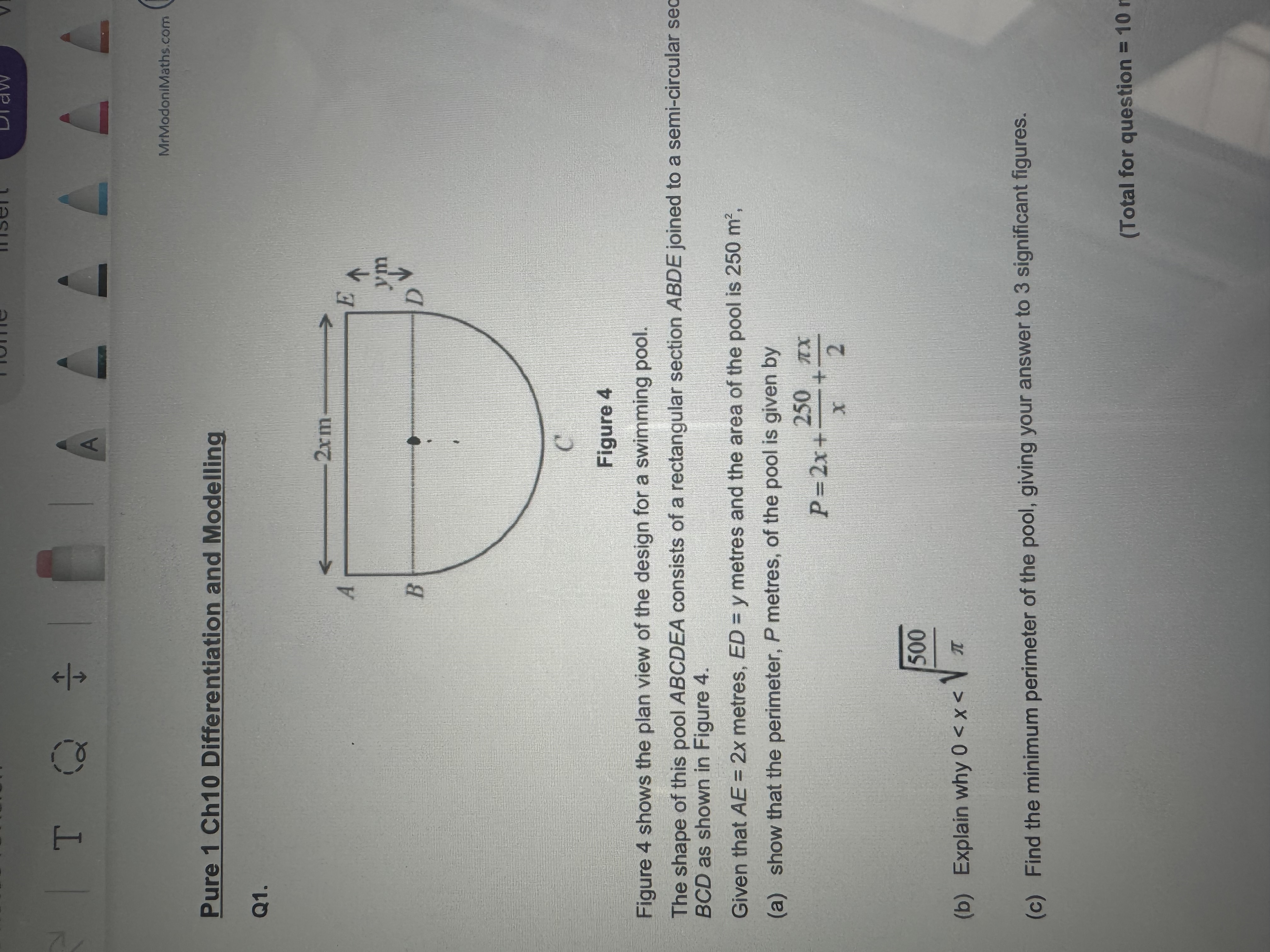 Solved Pure 1 ﻿Ch10 ﻿Differentiation and Modelling Q1. | Chegg.com