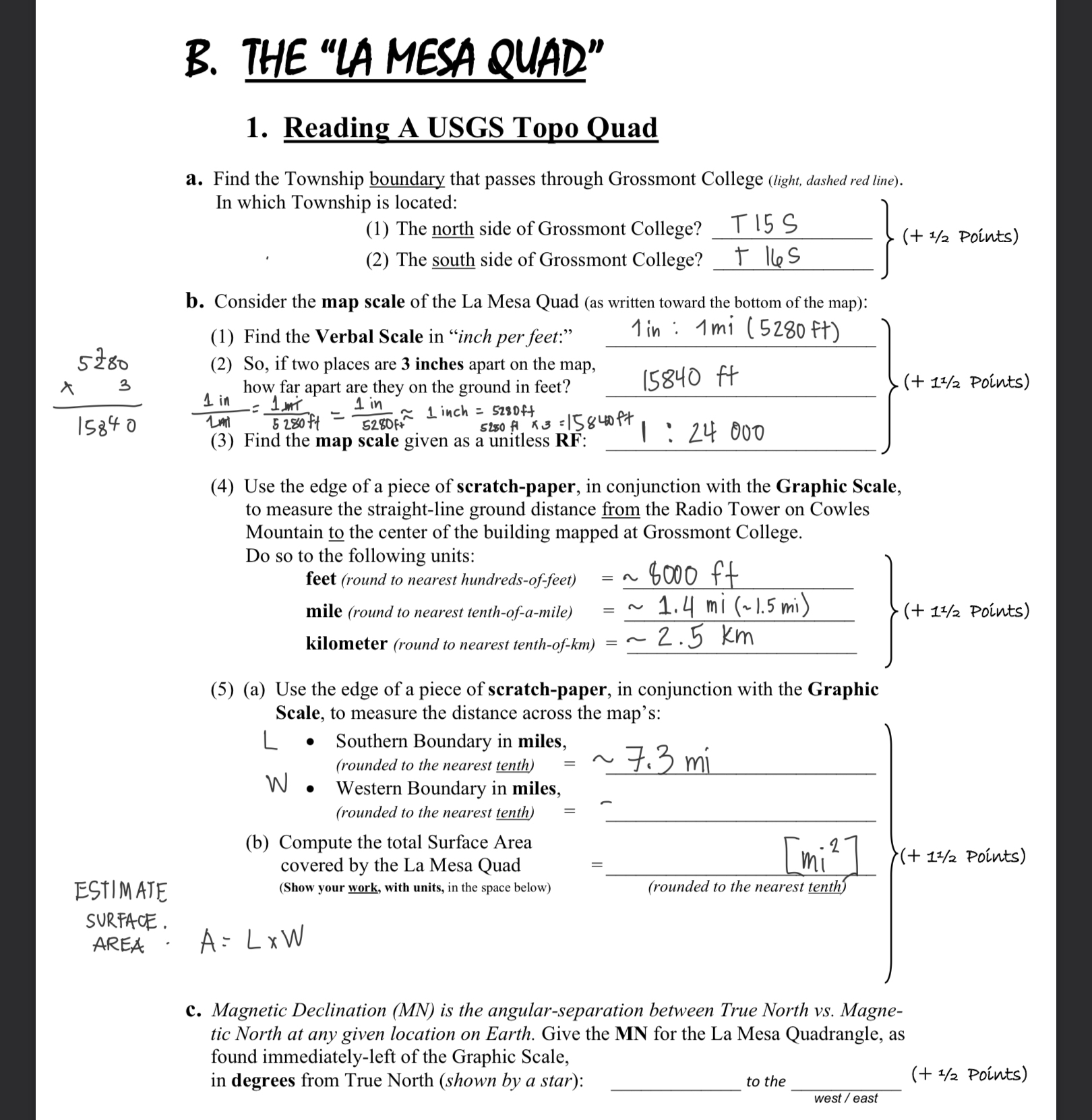 Solved B. ﻿THE "LA MESA QUAD"Reading A USGS Topo Quada. | Chegg.com