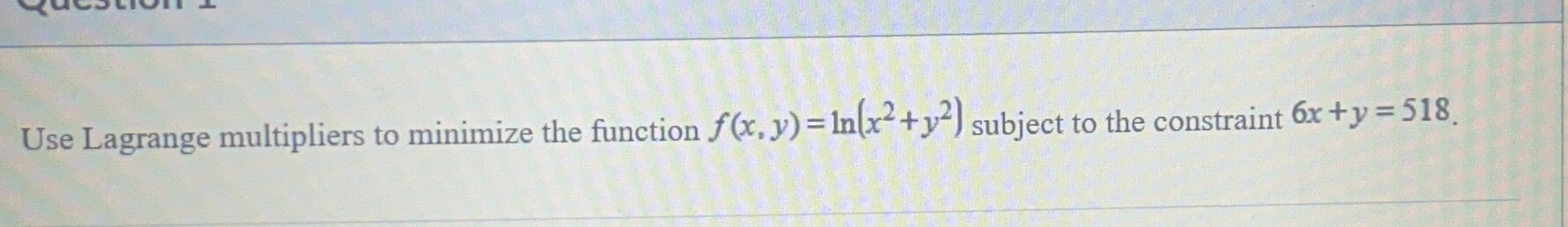 Solved Use Lagrange multipliers to minimize the function | Chegg.com
