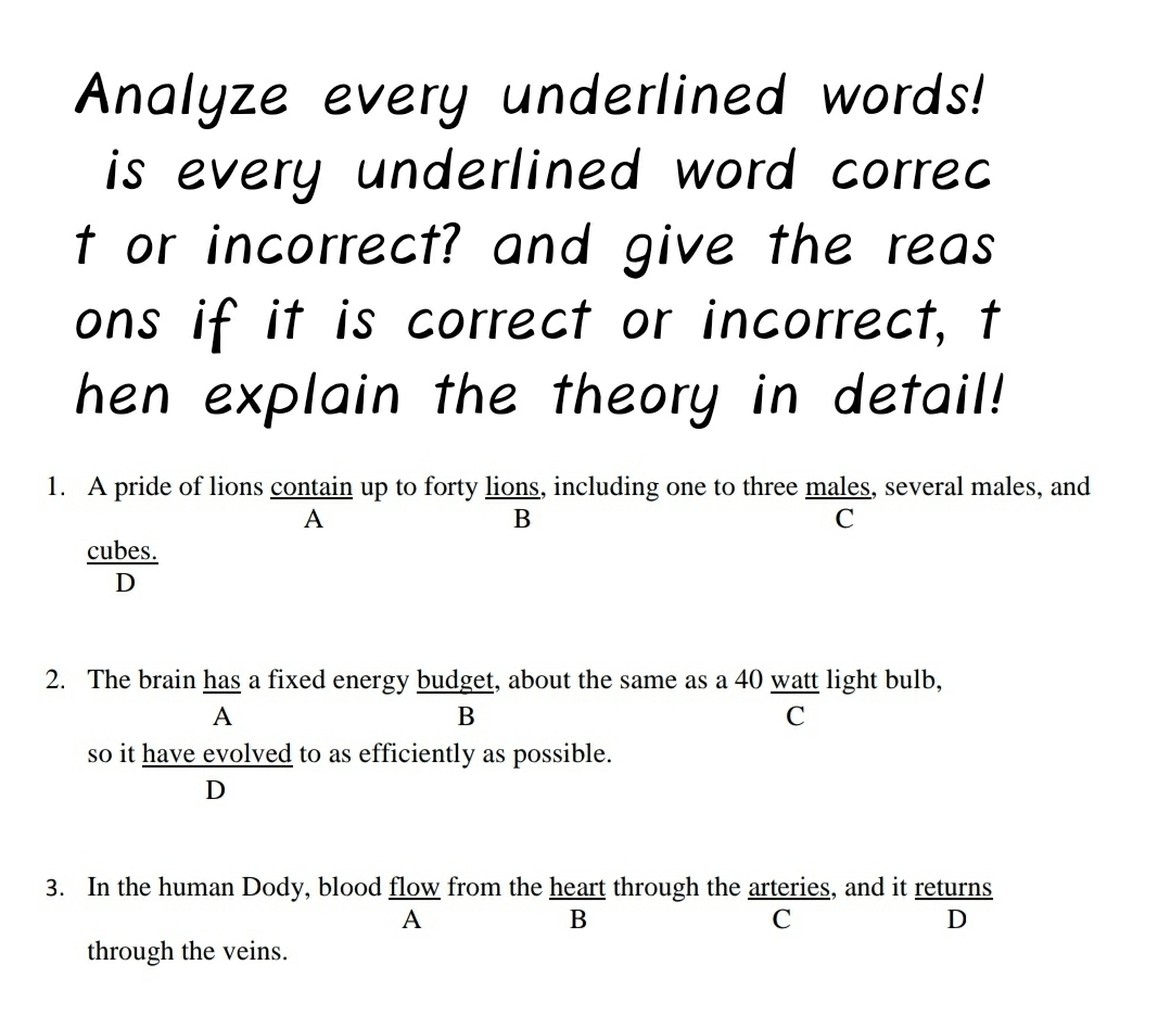 Solved Analyze every underlined words! is every underlined | Chegg.com